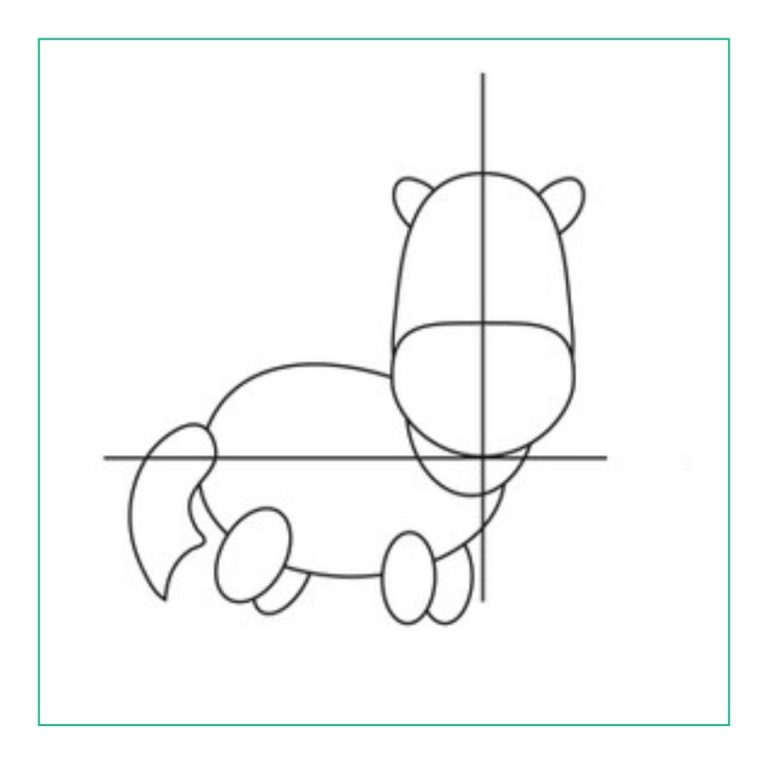 Easy Stepwise Horse Drawing for Kids in 5 steps!
