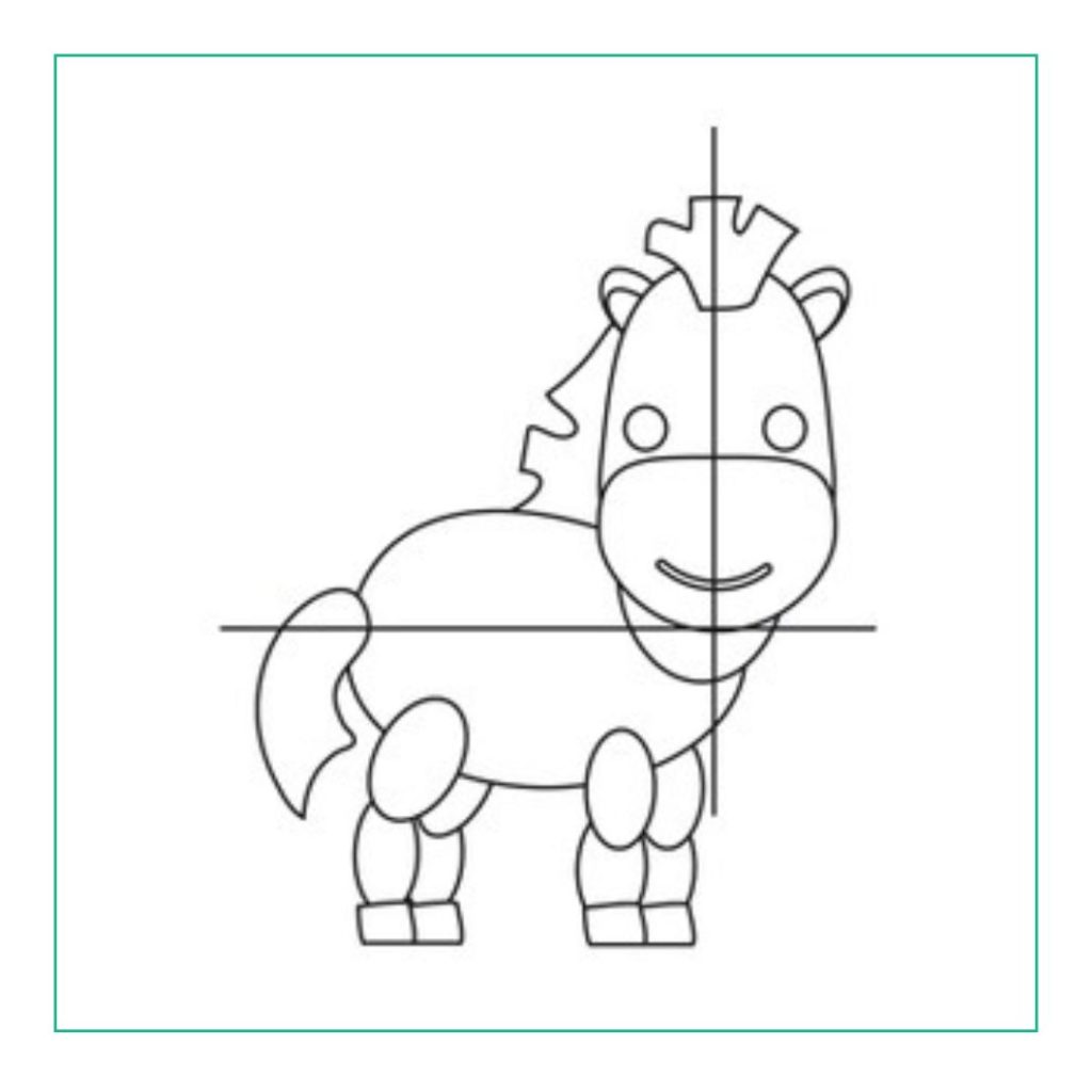 Easy Stepwise Horse Drawing for Kids in 5 steps!