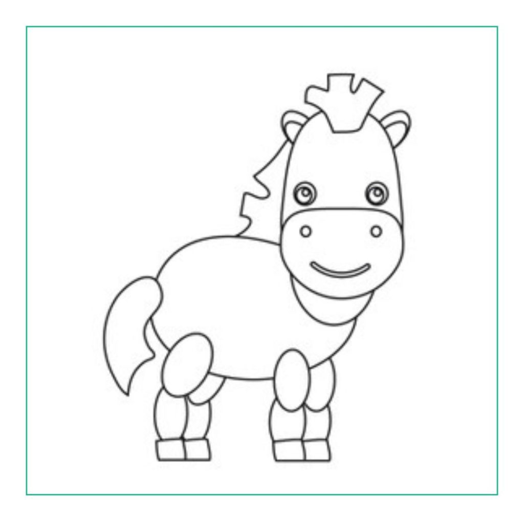 Easy Stepwise Horse Drawing for Kids in 5 steps!
