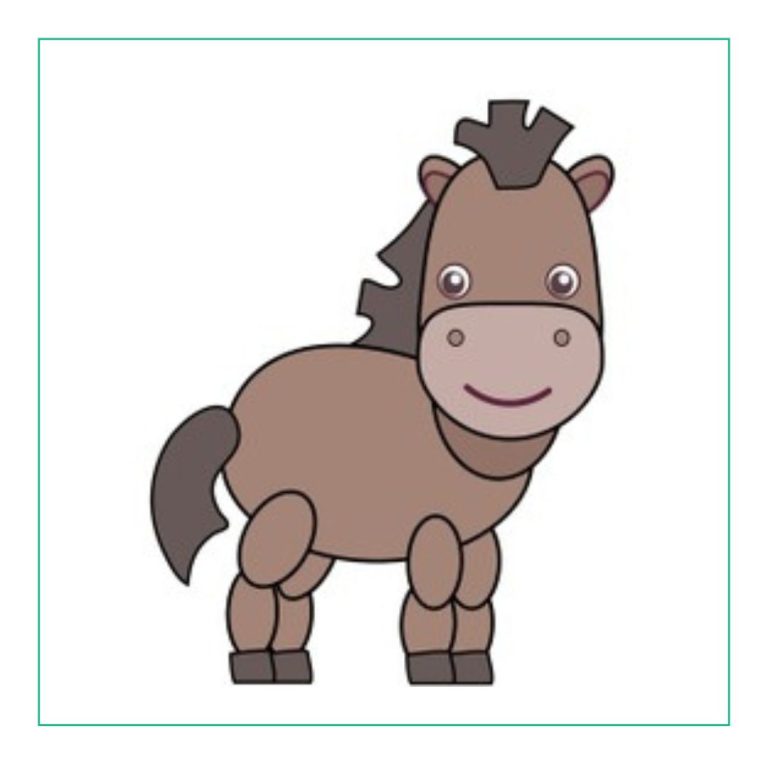 Easy Stepwise Horse Drawing for Kids in 5 steps!