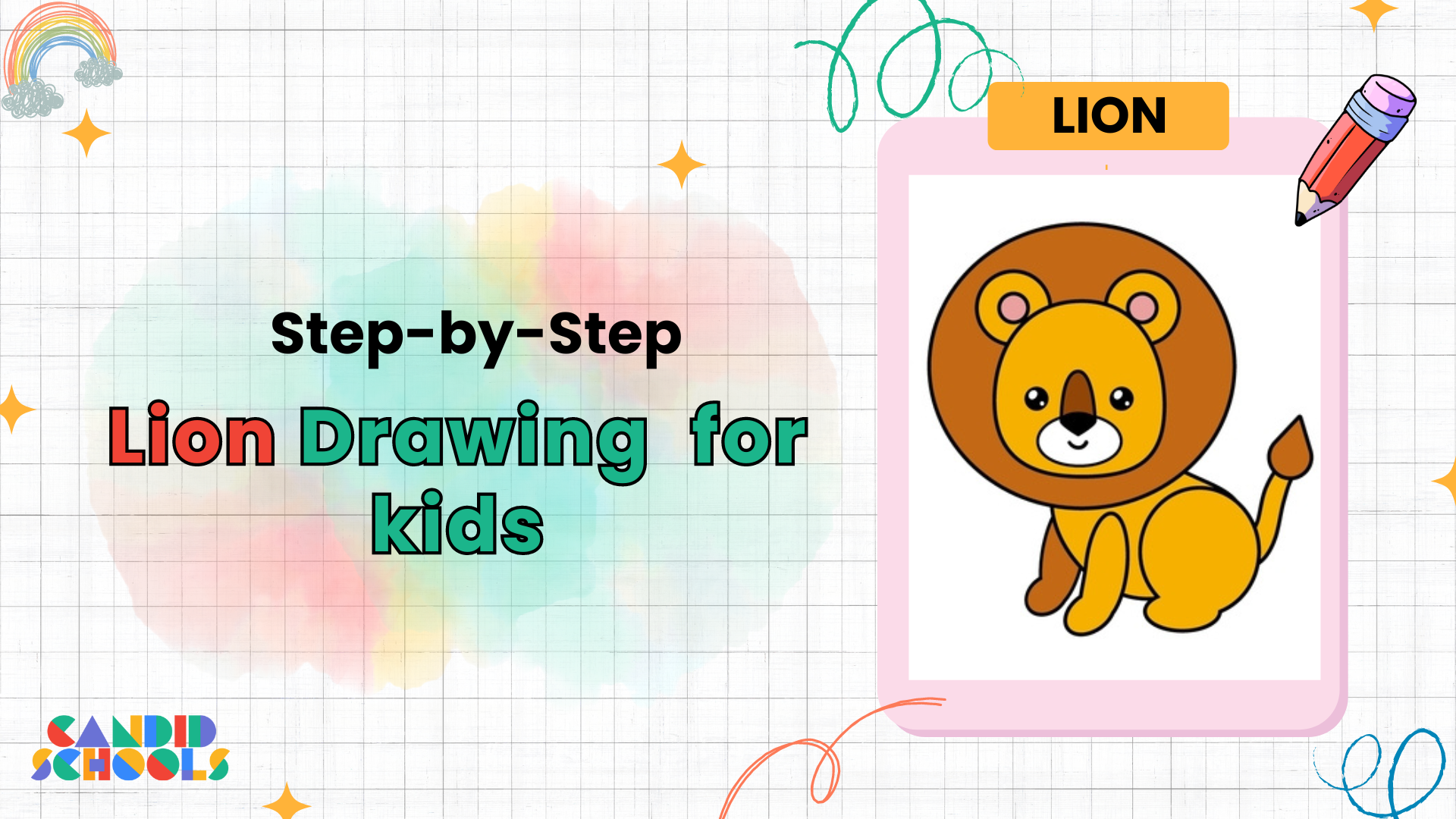 Step-by-Step Easy Lion Drawing for Kids in 5 steps!